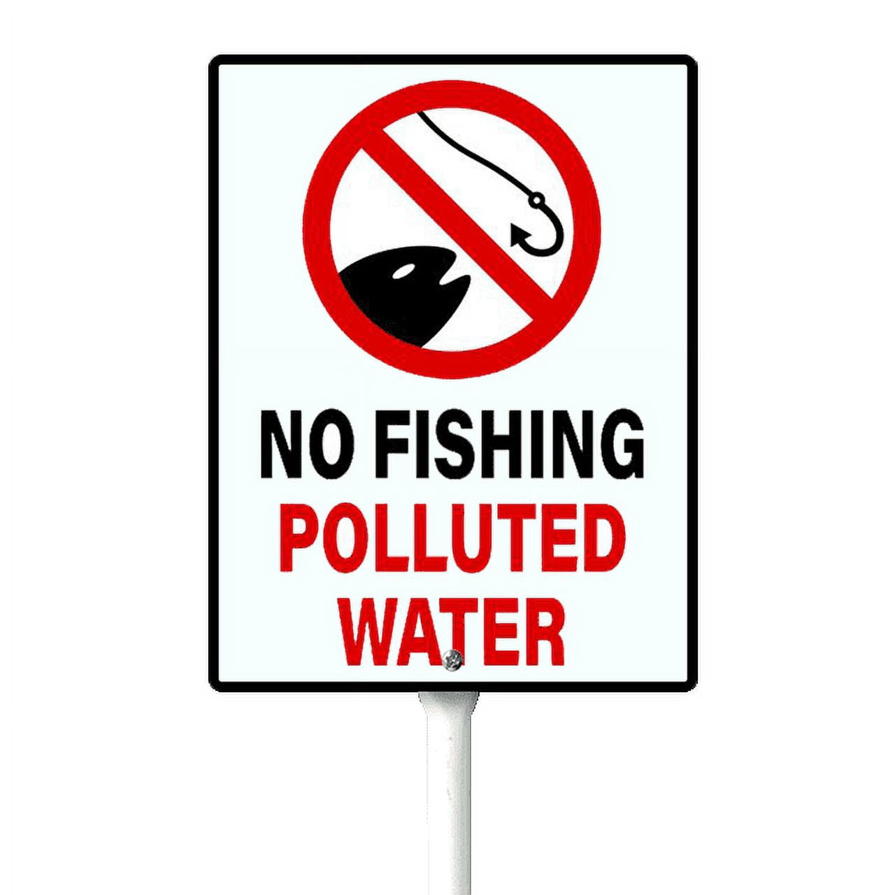 Eveokoki No Fishing Polluted Water Yard Sign with Stake 7x8.8inch Yard ...