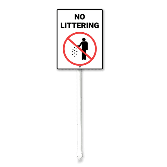 Eveokoki No Littering Sign with Stake - 4.6x6 Inch Aluminum No Dumping ...