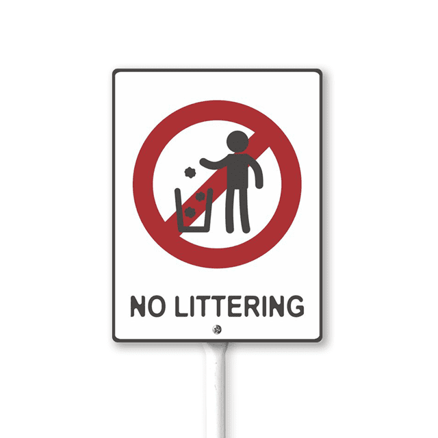 Eveokoki No Littering Sign with Stake - 4.6x6 Inch Aluminum No Dumping ...