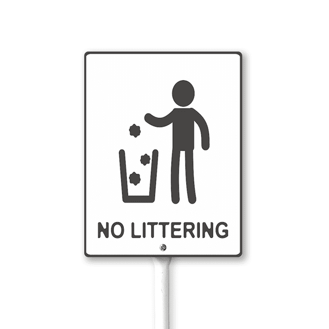 Eveokoki No Littering Sign with Stake - 4.6x6 Inch Aluminum No Dumping ...