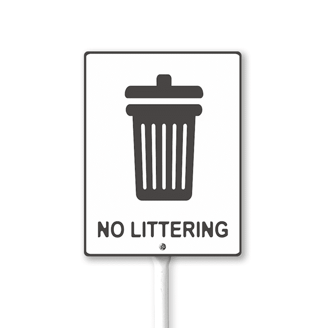 Eveokoki No Littering Sign with Stake - 7x8.8 Inch Aluminum No Dumping ...