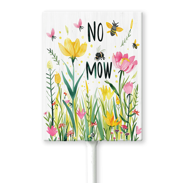 Eveokoki No Mow Sign with Metal Stake 7 x 8.8 Inches No Mow May Yard ...