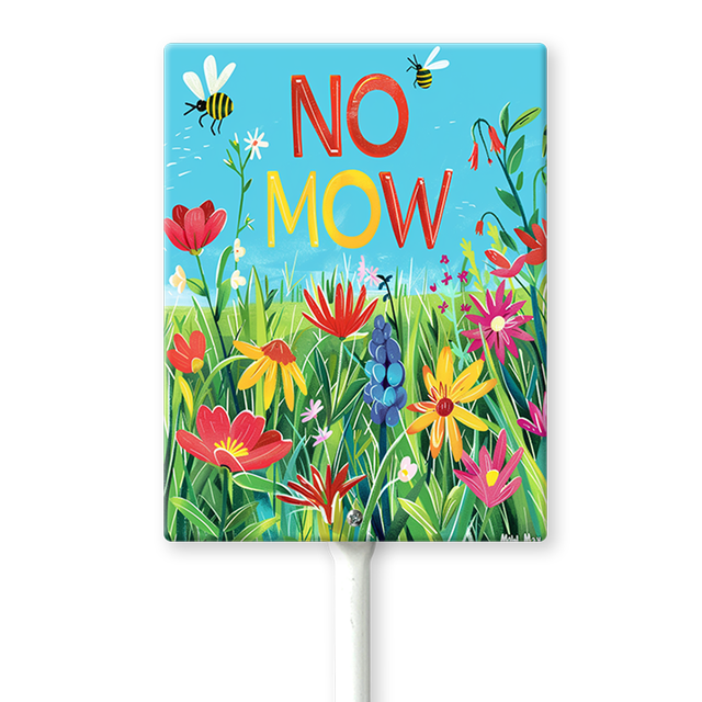 Eveokoki No Mow Sign with Metal Stake 7 x 8.8 Inches No Mow May Yard ...