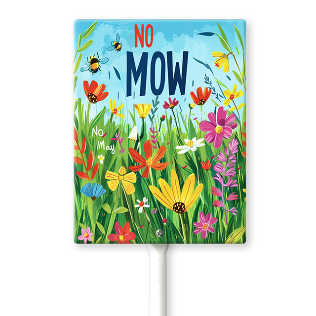 Eveokoki No Mow Sign with Stake, 4.6 Inches by 6 Inches - Aluminum - No ...