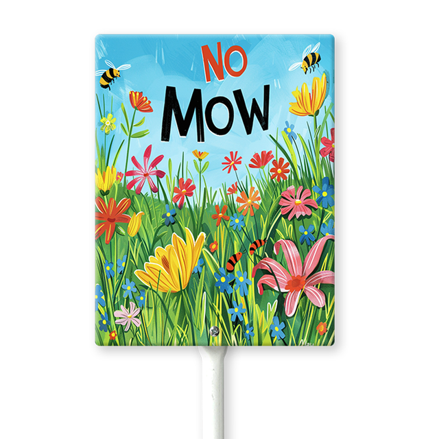Eveokoki No Mow Sign with Stake, 4.6 Inches by 6 Inches - Aluminum - No ...