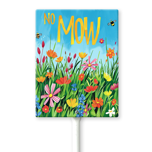 Eveokoki No Mow Sign with Stake, 4.6 Inches by 6 Inches - Aluminum - No ...
