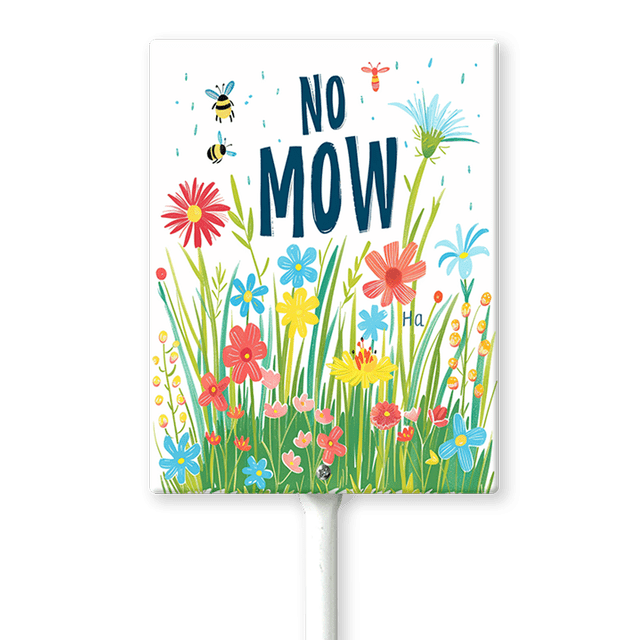 Eveokoki No Mow Sign with Stake, 7 Inches by 8.8 Inches - Aluminum - No Mow May Yard Sign for ...