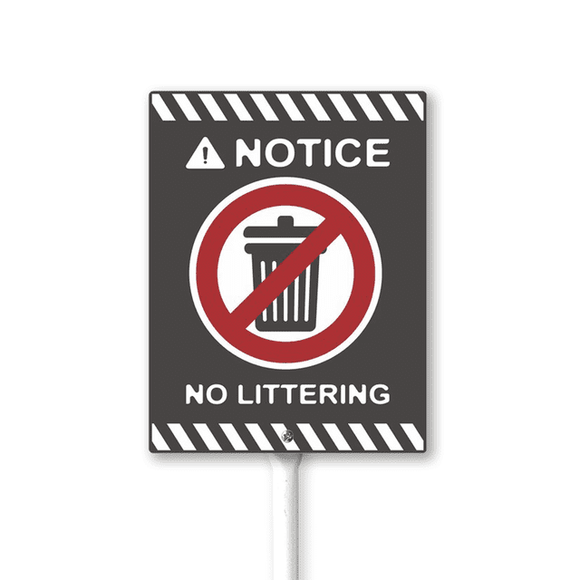 Eveokoki Notice No Littering Sign with Stake - 7x8.8 Inch Aluminum No ...