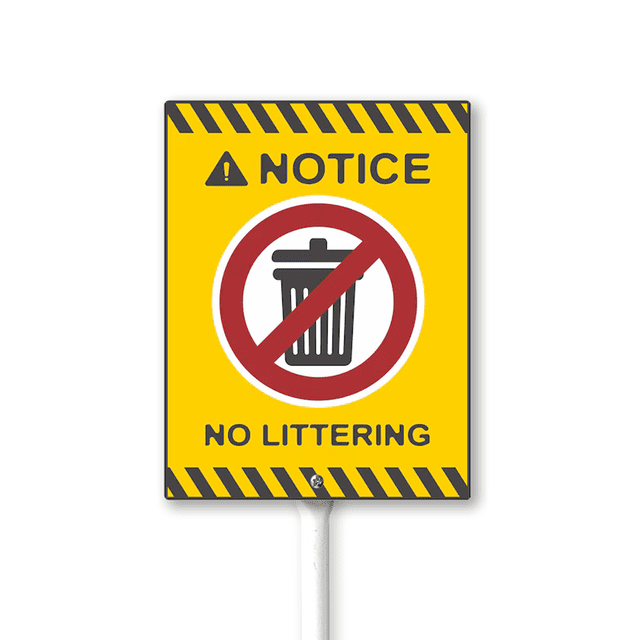 Eveokoki Notice No Littering Sign with Stake - 8x12 Inch Aluminum No ...