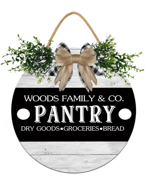 Eveokoki Pantry Door Sign Home Decor Round Wood Wreaths Wall Hanging ...