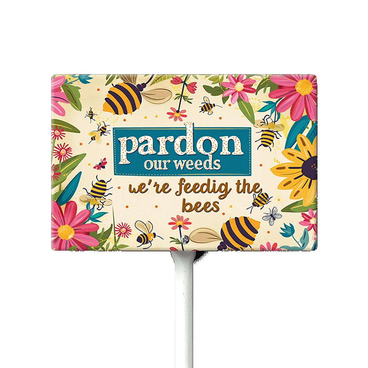 Eveokoki Pardon Our Weeds We're Feeding The Bees Retro Aluminum Sign ...