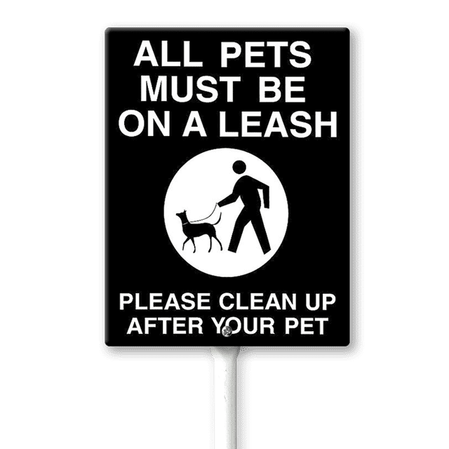 Eveokoki All Pet Must Be On Leash 8.8" x 7" Yard Sign with Metal Stakes ...