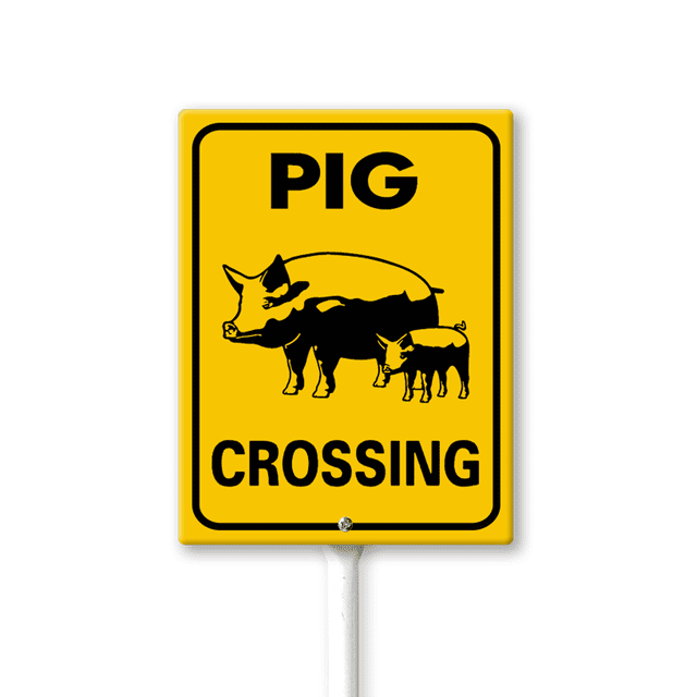 Eveokoki Pig Crossing Yard Sign with Stake 7x8.8inch Rustproof Aluminum ...