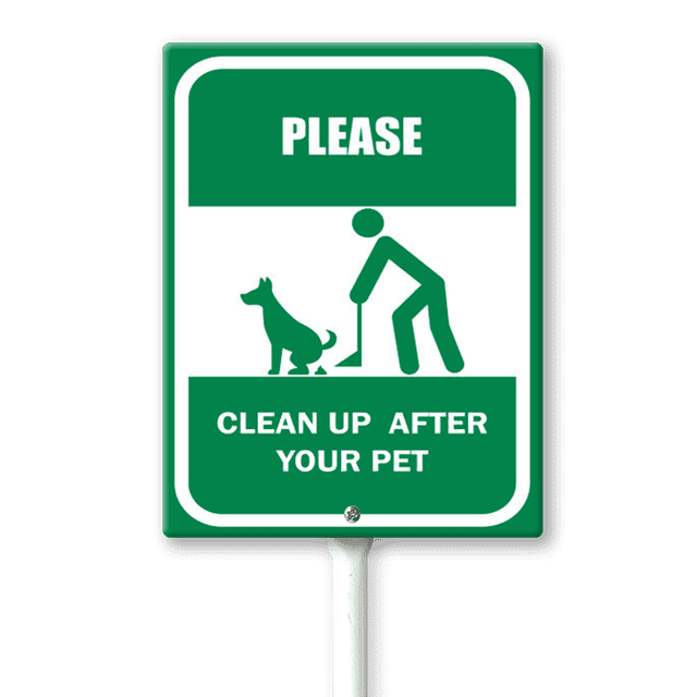 Eveokoki Please Clean Up After Your Dog 6" x 4.6" Yard Sign with Metal ...