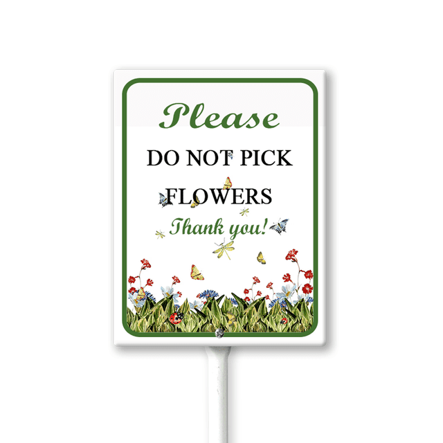 Eveokoki Please Do Not Pick Flowers Thank You Aluminum Yard Sign With ...