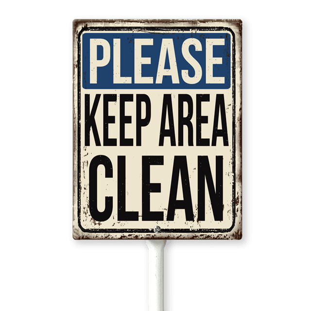 Eveokoki Please Keep Area Clean Sign 4.6 x 6 Inch Outdoor Aluminum Yard Signs with Metal Stakes ...