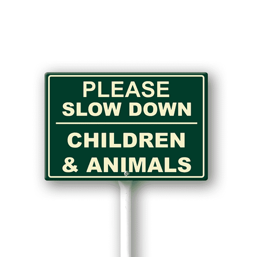 Eveokoki Please Slow Down Children And Animals Sign With Stake For ...