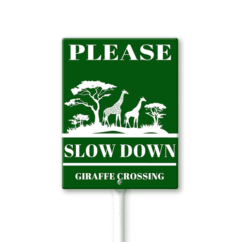 Eveokoki Please Slow Down Giraffe Crossing Sign With Metal Stake For ...
