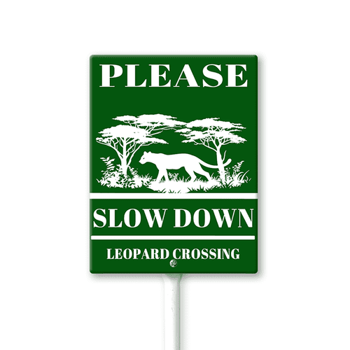 Eveokoki Please Slow Down Leopard Crossing Sign With Metal Stake For ...
