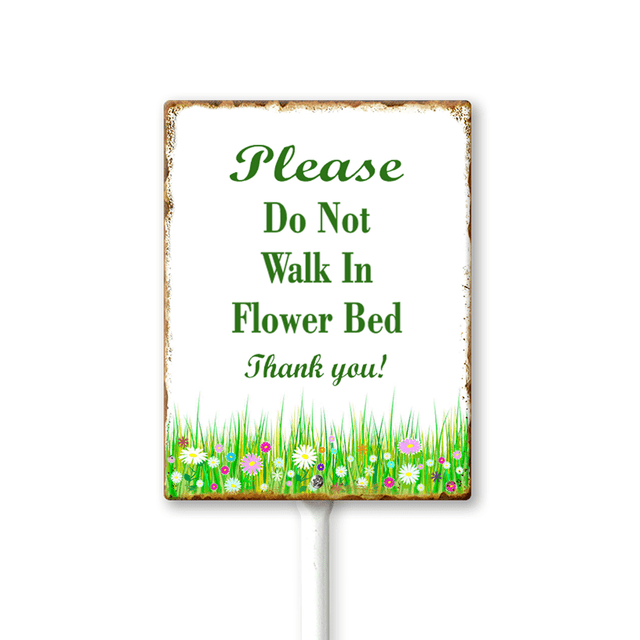 Eveokoki Please Do Not Walk in Flower Bed Yard Sign with Stake Flower ...