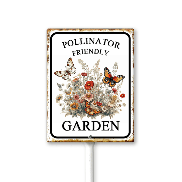 Eveokoki Pollinator Friendly Garden Yard Sign with Metal Stakes, 4.6in× ...