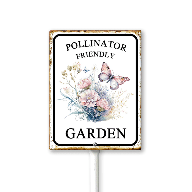 Eveokoki Pollinator Friendly Garden Yard Sign with Metal Stakes, 4.6in× ...