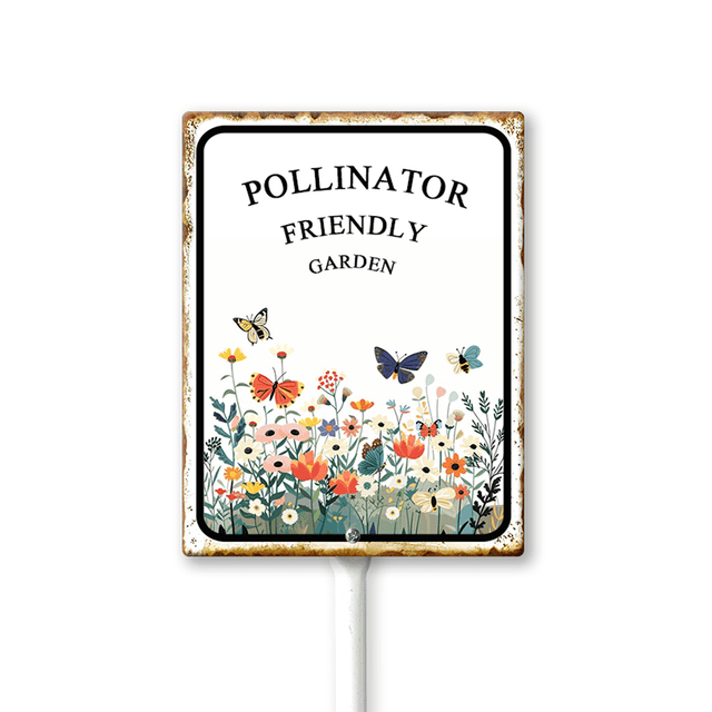 Eveokoki Pollinator Friendly Garden Yard Sign with Metal Stakes, 4.6in× ...