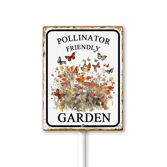 Eveokoki Pollinator Friendly Garden Yard Sign with Metal Stakes, 7in×8 ...
