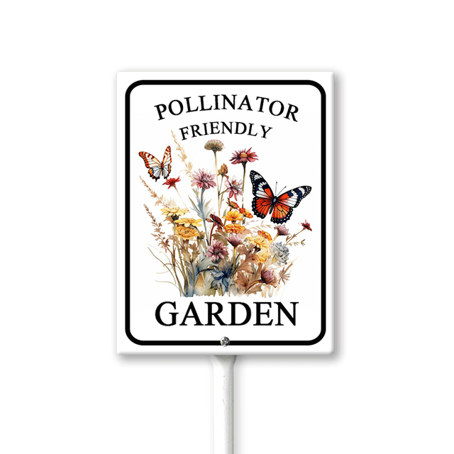 Eveokoki Pollinator Friendly Garden Yard Sign with Metal Stakes, 8.8in× ...