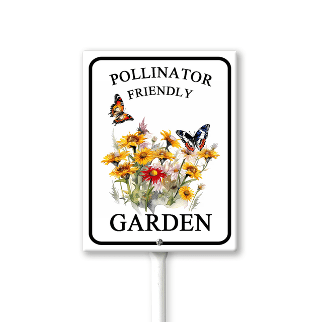 Eveokoki Pollinator Friendly Garden Yard Sign with Metal Stakes, 8.8in× ...