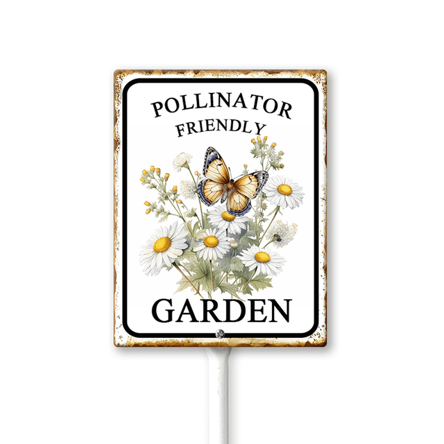 Eveokoki Pollinator Friendly Garden Yard Sign with Metal Stakes, 8in× ...