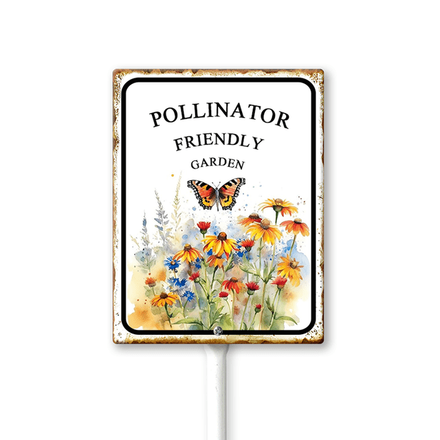 Eveokoki Pollinator Friendly Garden Yard Sign with Metal Stakes, 8in× ...