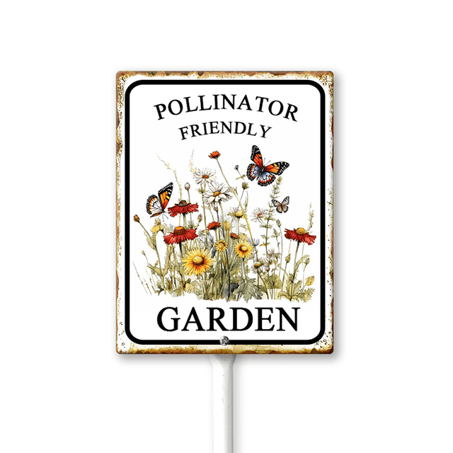 Eveokoki Pollinator Friendly Garden Yard Sign with Metal Stakes, 8in× ...