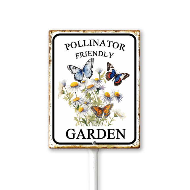 Eveokoki Pollinator Friendly Garden Yard Sign with Metal Stakes, 8in× ...
