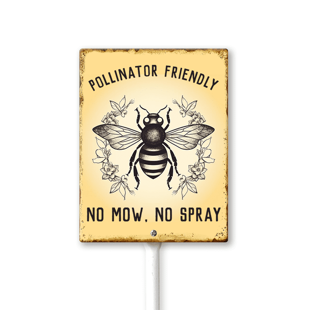 Eveokoki Pollinator Friendly No Mow, No Spray Yard Sign with Stakes 7in ...