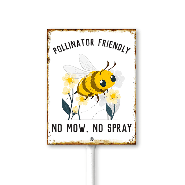 Eveokoki Pollinator Friendly No Mow, No Spray Yard Sign with Stakes 7in ...