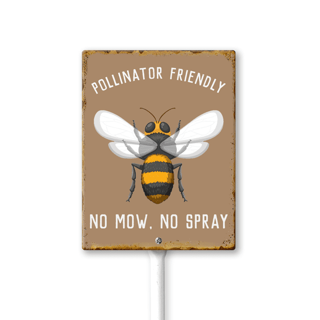 Eveokoki Pollinator Friendly No Mow, No Spray Yard Sign with Stakes 7in ...
