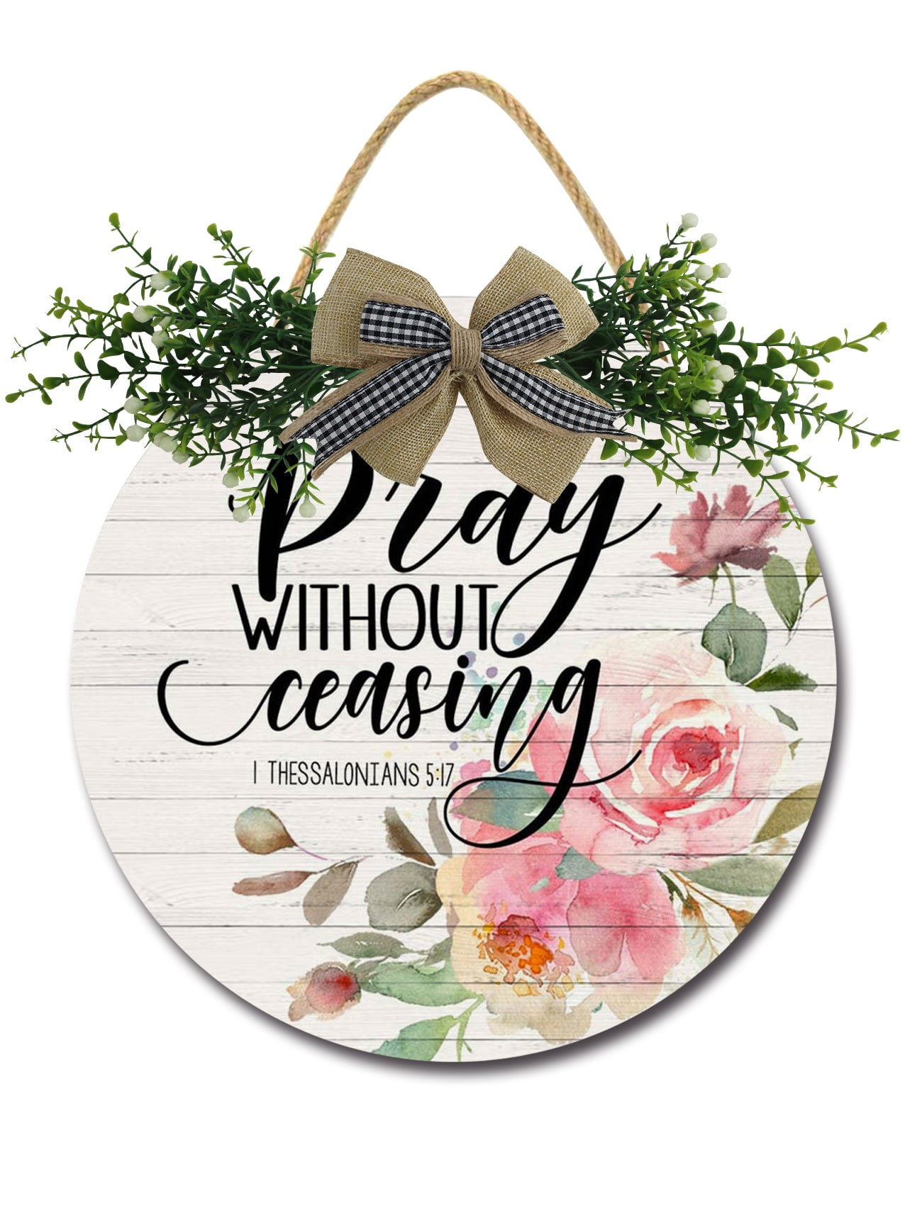 Eveokoki Pray Without Ceasing Front Door Sign Funny Wreaths Hanging ...