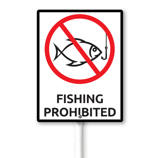 Eveokoki Prohibited Fishing Yard Sign with Stake 7x8.8inch Yard ...