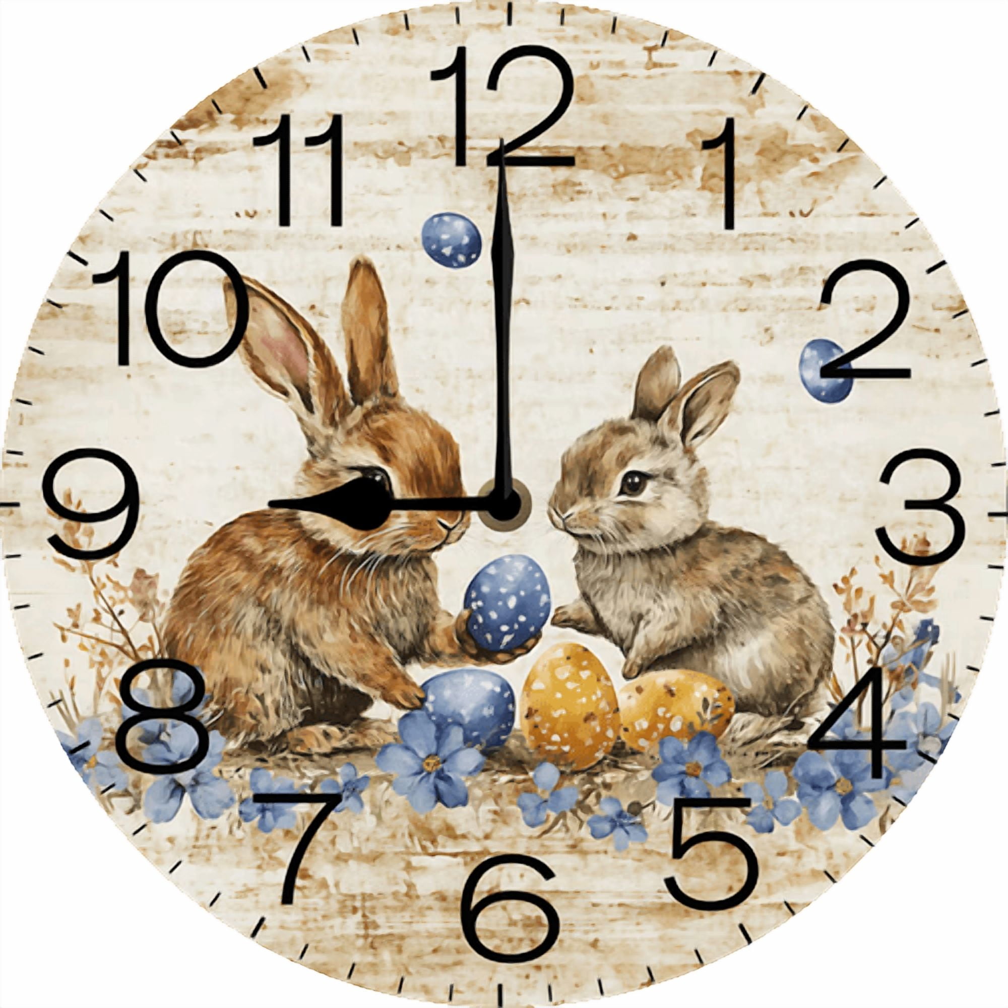 Eveokoki Rabbits Round Wall Clock Decorative, 10 Inch Battery Operated ...