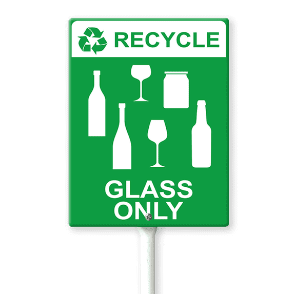 Eveokoki Recycle Glass Only Sign 8 x 12 Inch Outdoor Aluminum Yard ...