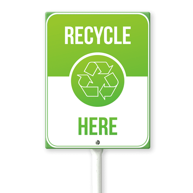 Eveokoki Recycle Here Sign 7 x 8.8 Inch Outdoor Aluminum Yard Signs ...