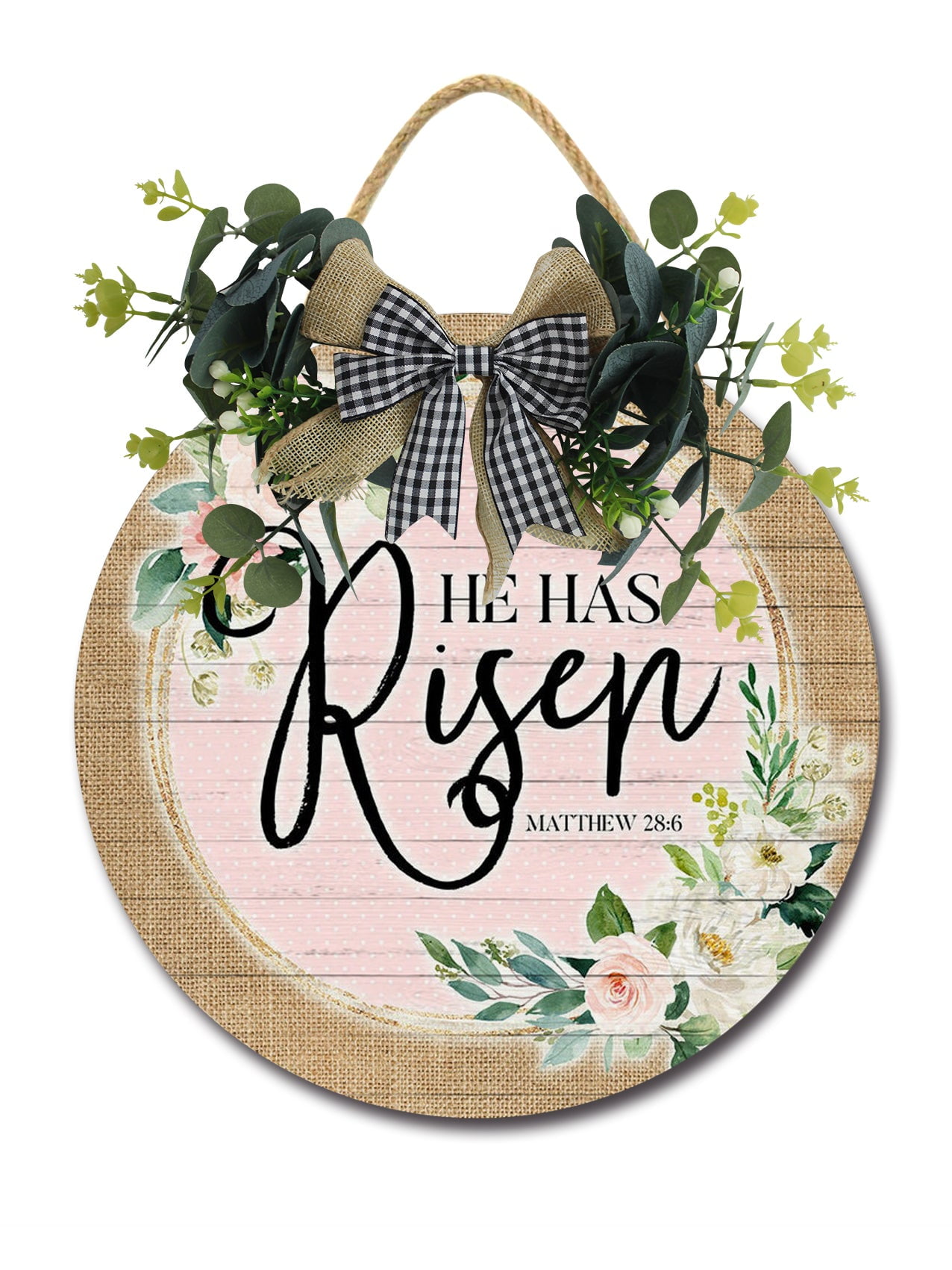 Eveokoki He Has Risen Front Door Sign Funny Wreaths Hanging Wooden ...