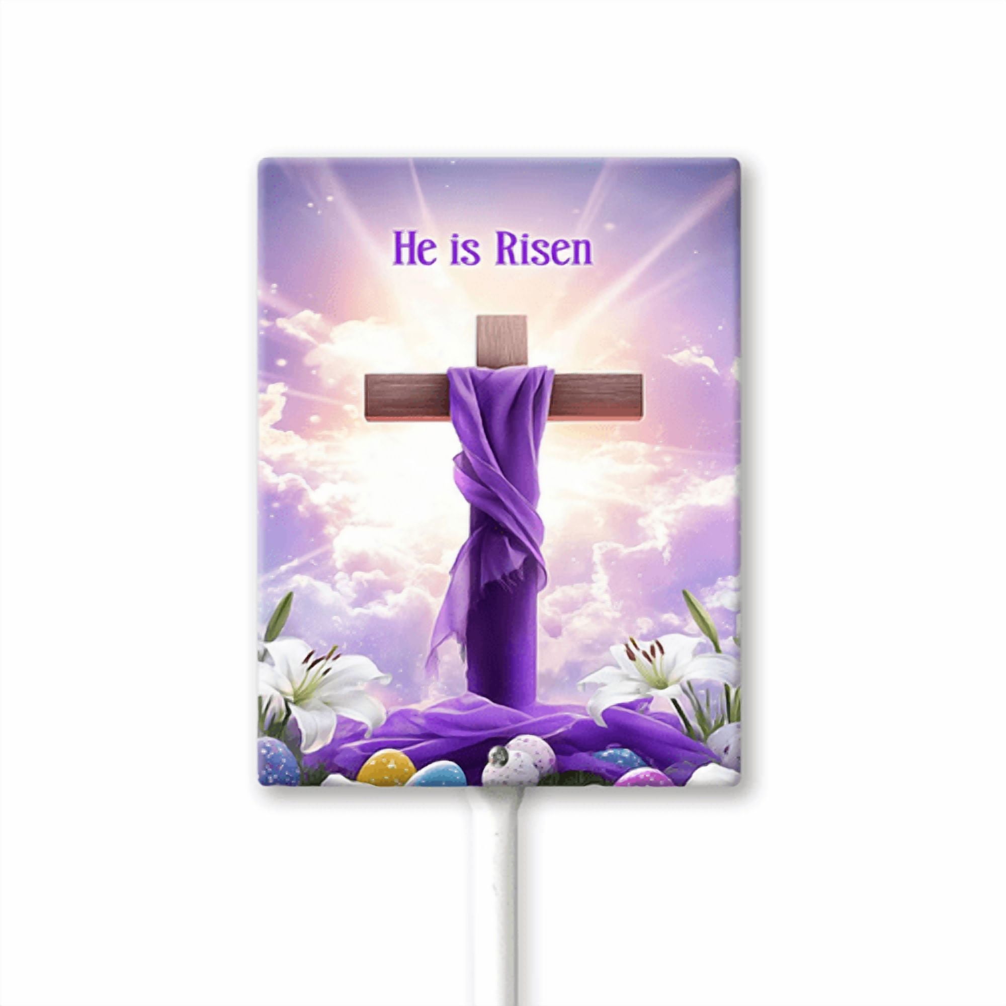 Eveokoki He Is Risen Yard Signs with Metal Stakes Outdoor Decorations ...