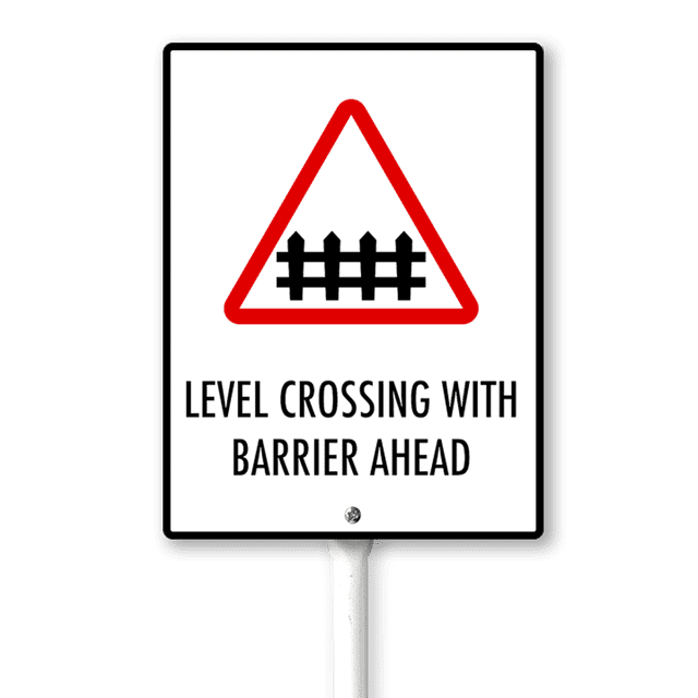 Eveokoki Road Warning Sign Level Crossing With Barrier Ahead Yard Sign ...