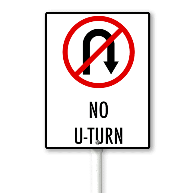Eveokoki Road Warning Sign No U-Turn Yard Sign with Stake 7x8.8inch ...
