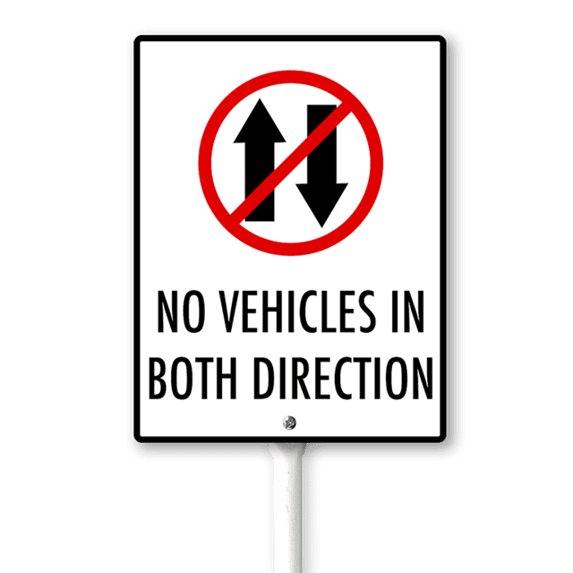Eveokoki Road Warning Sign No Vehicles In Both Direction Yard Sign with ...