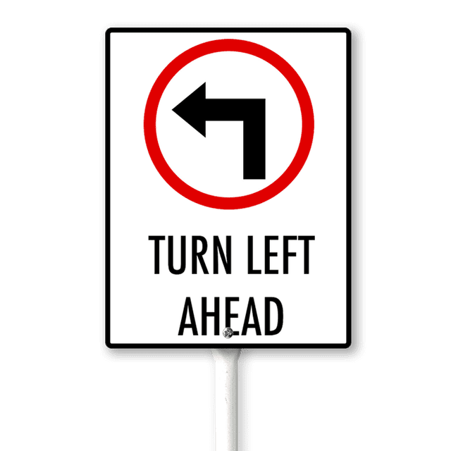 Eveokoki Road Warning Sign Turn Left Ahead Yard Sign with Stake 7x8 ...
