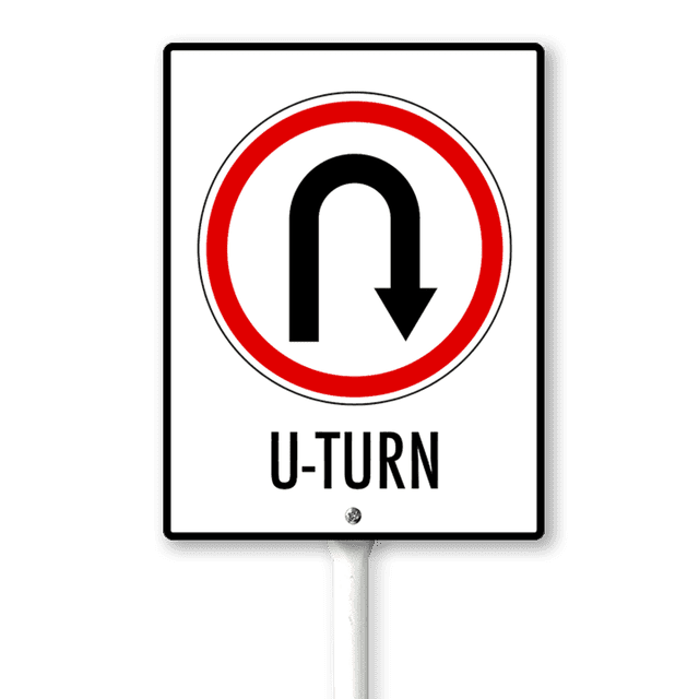Eveokoki Road Warning Sign U-Turn Yard Sign with Stake 7x8.8inch ...