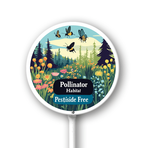 Eveokoki Round (9.2X9.2) IN Pollinator Habitat Pestiside Free Yard Sign ...
